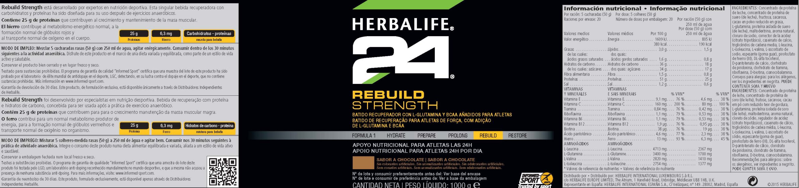 Rebuild Strength Chocolate 1kg - Batidiboo